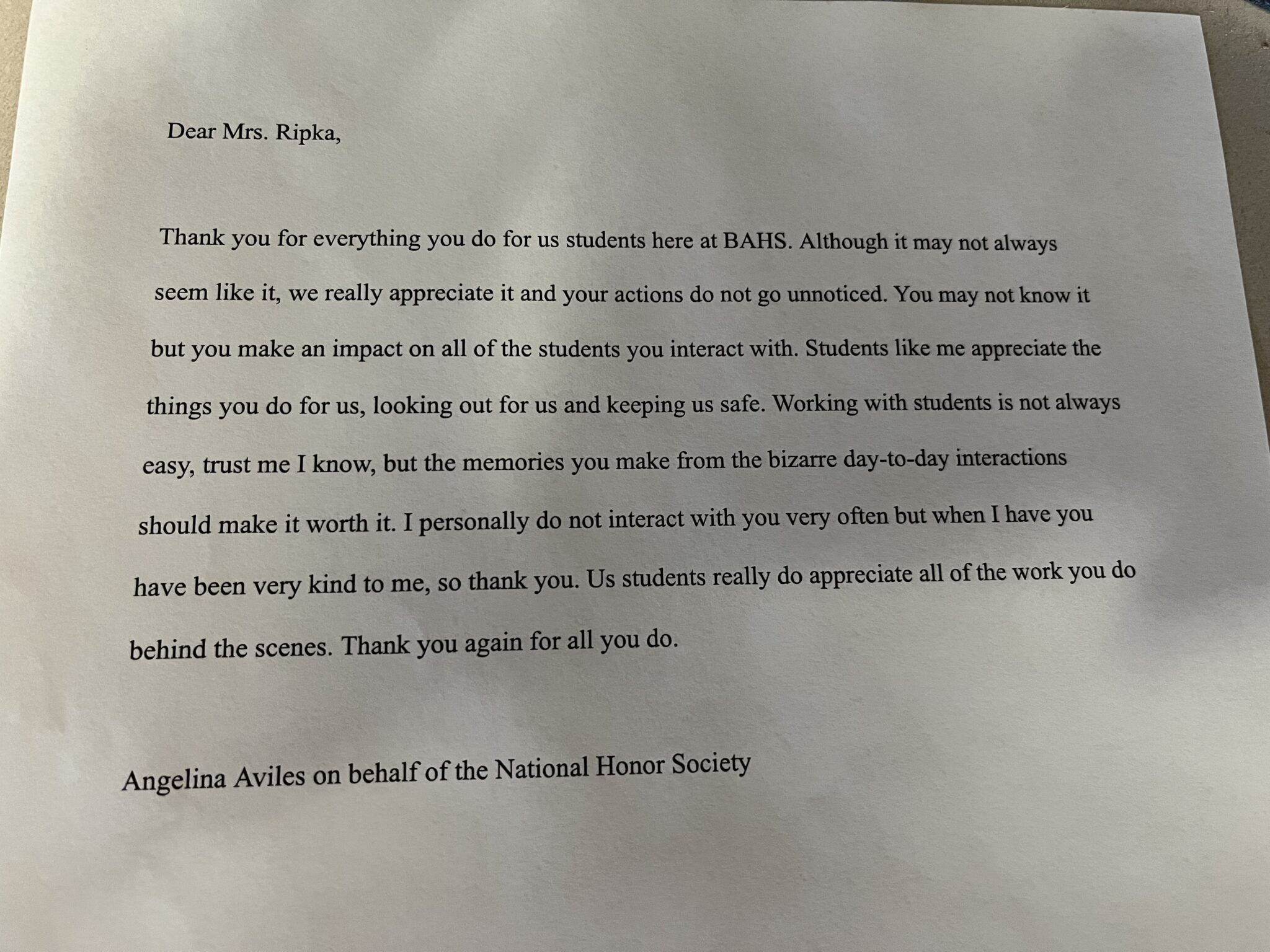 Letters of thanks fill faculty, staff mailboxes - Great PA Schools